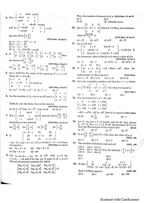 Solution Matrices And Determination Iit Jee Important Question