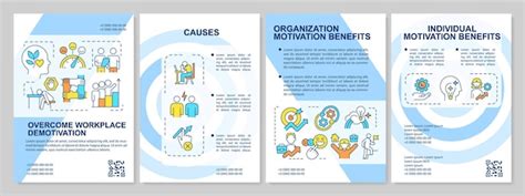 Premium Vector Overcome Employees Demotivation Blue Brochure Template