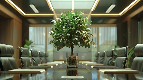 A Green Plant In A Pot On A Table Premium Ai Generated Image