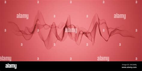 Abstract Wireframe Waveform Or Polygonal Structure On Red Background Visualization Of Sound