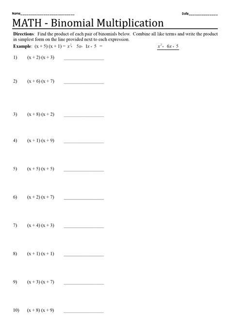 Easy Reverse Foil Factoring Worksheet