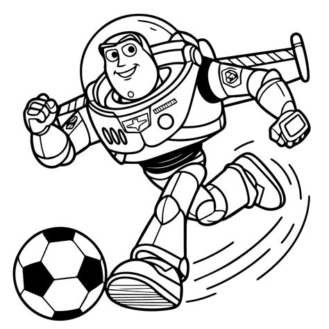 Buzz Lightyear Plays Soccer Coloring Page Download Print Or Color Online For Free