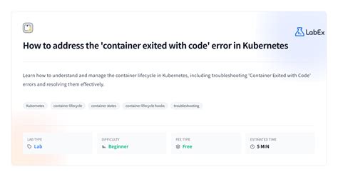 how to address the container exited with code error in kubernetes labex