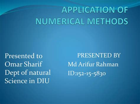 Application Of Numerical Method Ppt