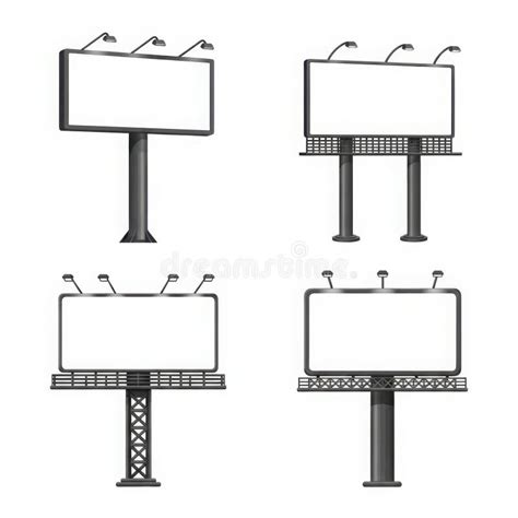 Four Billboard Designs Isolated On White Background Stock Illustration