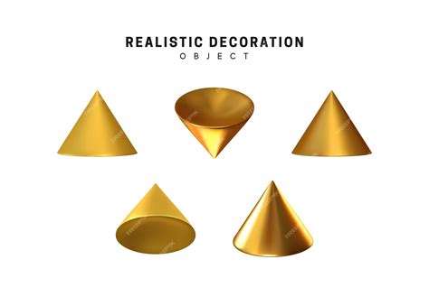Premium Vector Cone In Gold Metalic Realistic Geometric Shapes