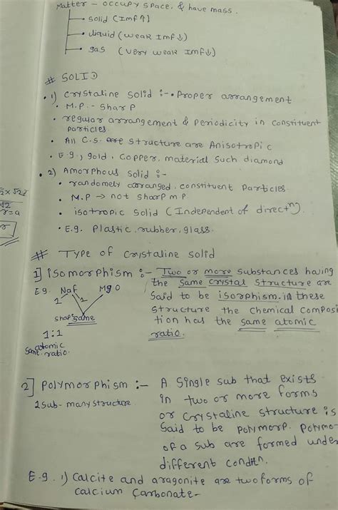 Solid State Class 12th Notes Handwritten Notes Notes