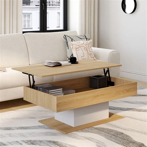 Table De Salon Relevable Bois Et Blanc Eden Id Market