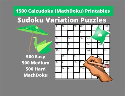 Calcudoku Mathdoku Printable Pdf Bundle Of 1500 Easy Medium And