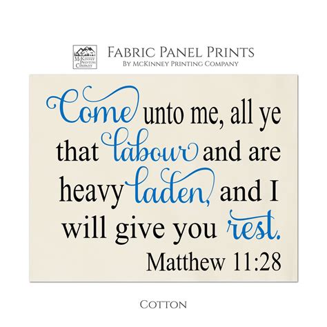 Come Unto Me Matthew 1128 Bible Verse Large Print Fabric Fabric