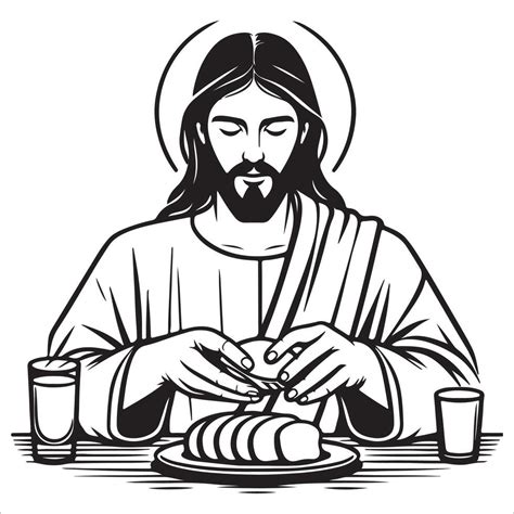 Jesus Breaking Bread Line Art Illustration 52857005 Vector Art At Vecteezy