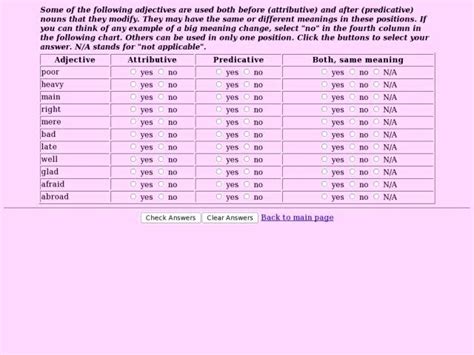 Attributive And Predicative Adjectives Worksheets 8 I A Predicate