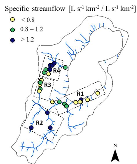 Spatial Distribution Of The Specific Streamflow Each Circle Represents