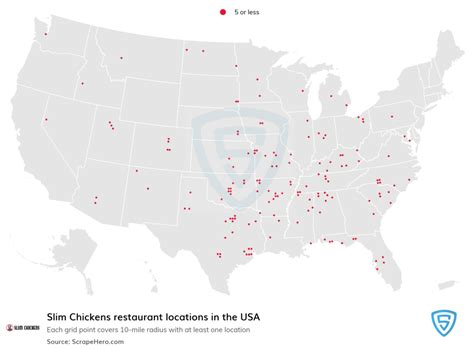 Map Of All 192 Slim Chickens Locations In The Us By State