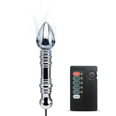 Bullet Metal Threaded Anal Plug Electric Shock Set For Men