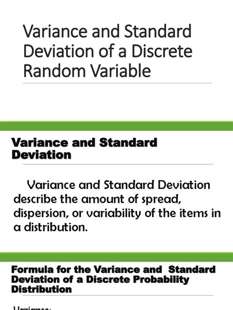 variance and standard deviation of a discrete random variable pdf
