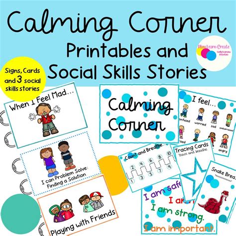 Calm Down Corner Printables Calming Corner Set Calming Strategies