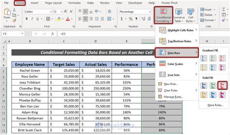 Conditional Formatting With Data Bars Based On Another Cell In Excel