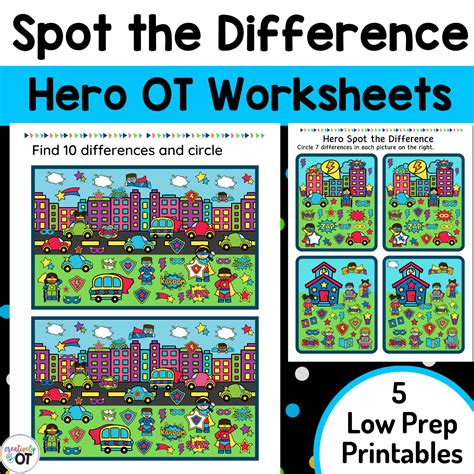 Hero Find The Difference Visual Perceptual Worksheets Made By Teachers