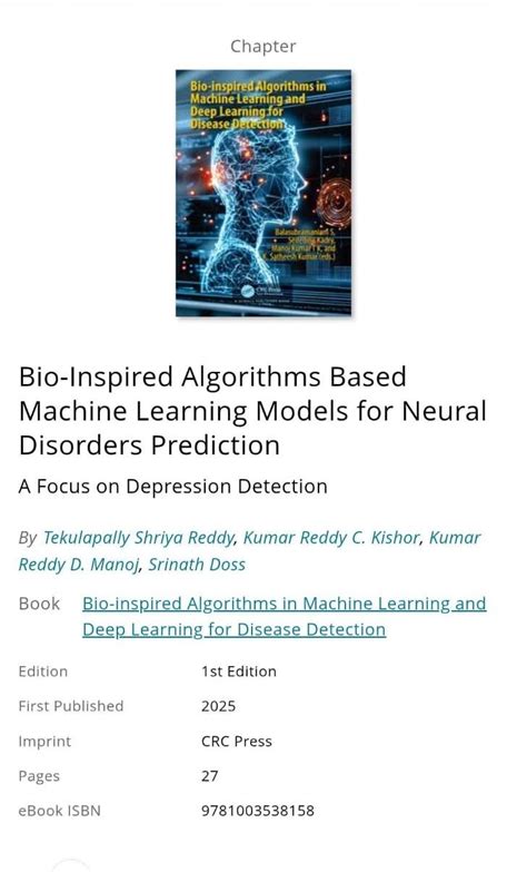 Research Machinelearning Ai Bioinspiredalgorithms Healthcare Neuraldisorders