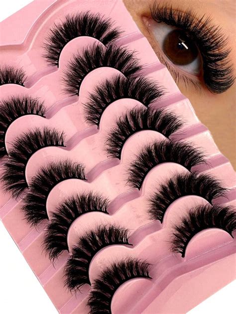 Hot 7 Pairs Of Cat Eye 3d Mink Fur False Eyelashes Soft Fine Natural