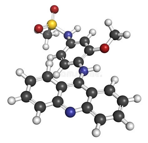 Amsacrine Cancer Drug Molecule Dna Intercalating Agent Atoms Are