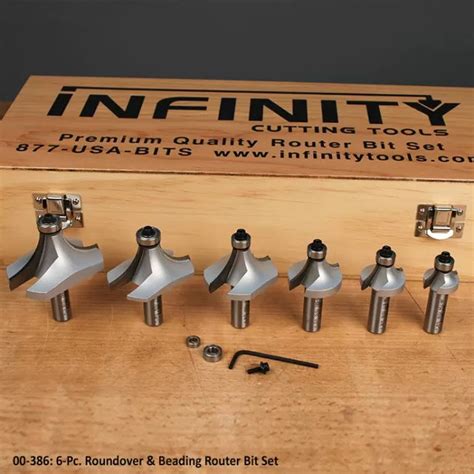 Infinity Tools 1 2 Shank 6 Pc Roundover And Beading Router Bit Set