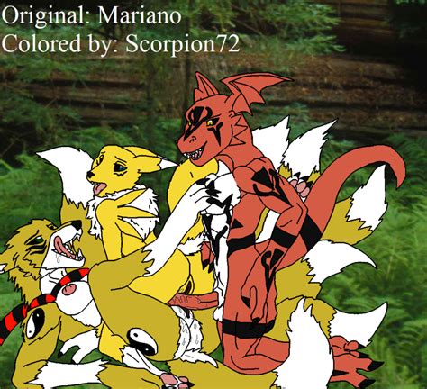 Rule 34 Digimon Double Tribadism On Penis Female Frottage Guilmon