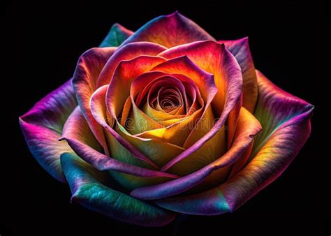 Intricate Fractal Rose Design On A Striking Black Background A