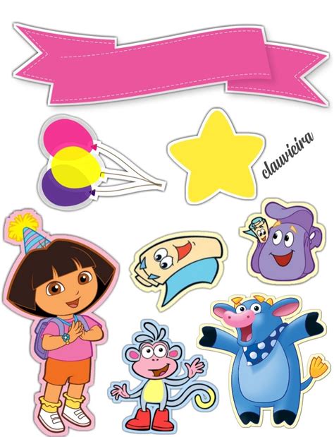 Dora The Explorer Boots Swiper Tico Benny Isa Edible Cake Topper Image