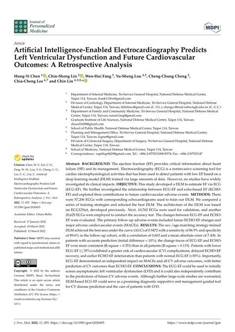 Pdf Artificial Intelligence Enabled Electrocardiography Predicts Left Ventricular Dysfunction
