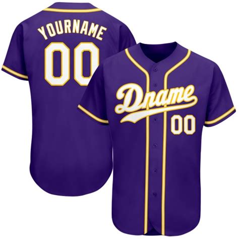 Custom Purple White Gold Authentic Baseball Jersey