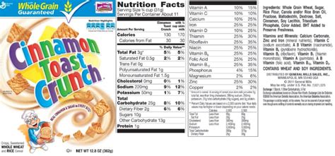 Cinnamon Toast Crunch Nutrition Facts Label Home Alqu
