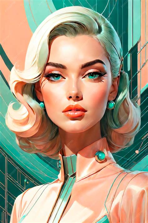 Retrato De Una Mujer De Moda Futurista En El Estilo Retro Futurista Ilustración Vectorial En
