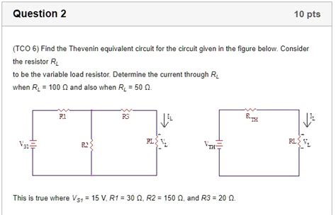 solved question 2 10 pts tco 6 find the thevenin equivalent circuit