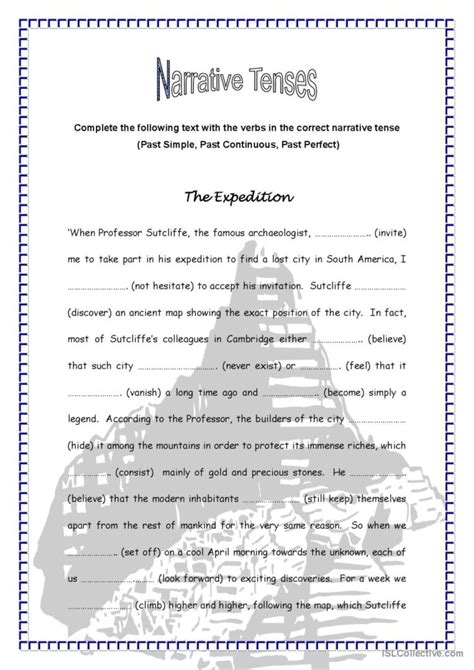 Narrative Tenses Worksheet Pdf Narrative Tenses Exercises Vkqfhh
