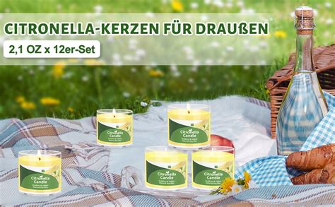 Amazonde 12 St Citronella Kerze Outdoor 300 Std Draußen Citronella