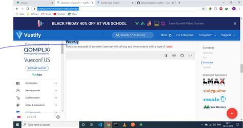 Documentation Vuetify Calender Weekly Not Showing On Website Issue Vuetifyjs