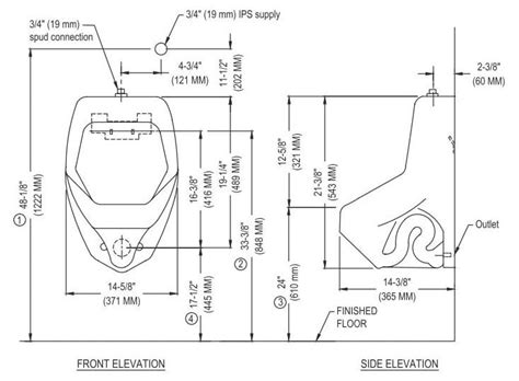 Mansfield Plumbing 475he White High Efficiency Urinal With Integral