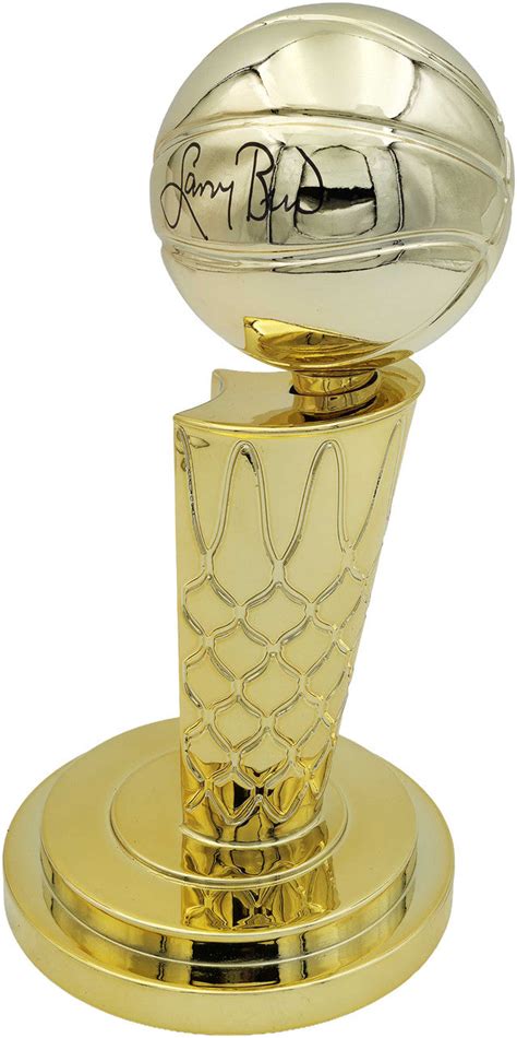 Larry Bird Autographed Gold Fanatics Mini Trophy Boston Celtics 18x C