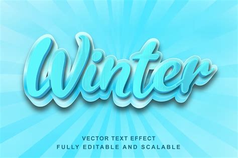 Efecto De Texto 3d De Invierno Vector Premium