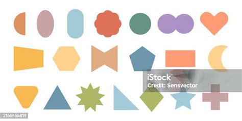 타이포그래피 디자인 요소 기하학적 모양과 객체의 벡터 집합입니다 고립된 삼각형과 별 오각형과 육각형 직사각형과 타원형 심장과 달 노트 배너 및 스티커 템플릿 로고에 대한