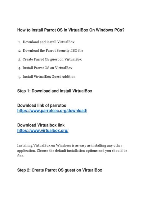 How To Install Parrot Os In Virtualbox On Windows Pcs Pdf Operating System Software