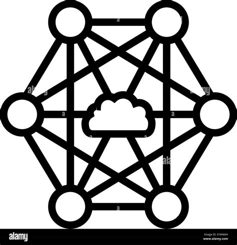 Network Nodes Cloud Computing Line Icon Vector Illustration Stock
