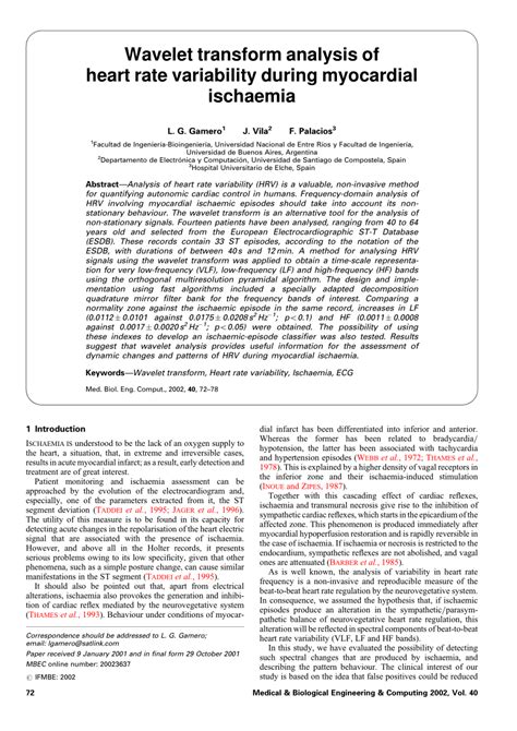 Pdf Wavelet Transform Analysis Of Heart Rate Variability During