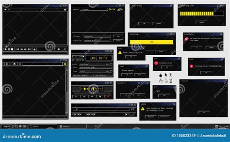 Set Of Retro User Interface Elements Stock Vector Illustration Of Notification Malware 158823249
