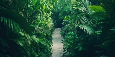 Walk Through Lush Green Path Discovering Tropical Paradise And Serene