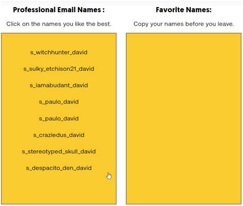 Professional Email Name Generator Generate Email Name Ideas