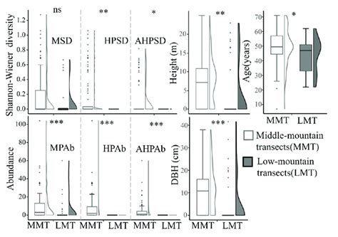 Comparison Of Dbh Tree Height Tree Age Plant Abundance And