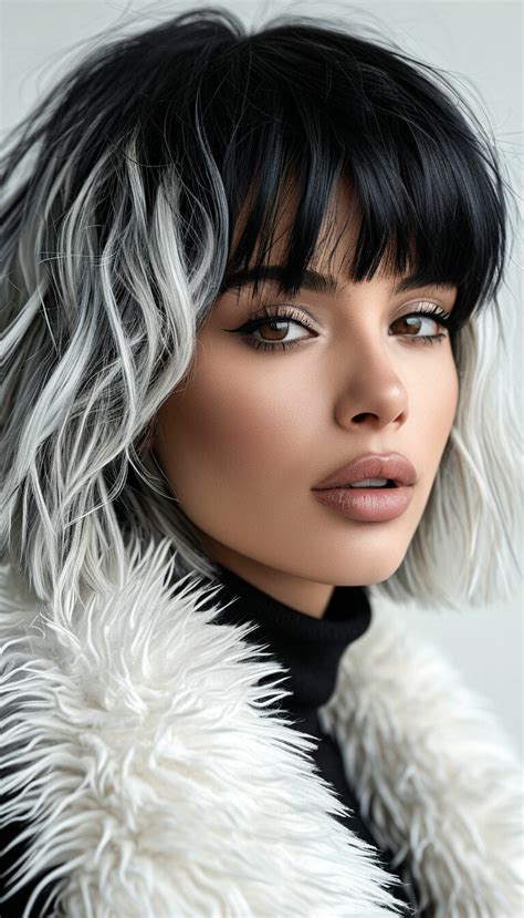 Incredibly Beautiful Lady Model Black And White Hair Hairstyle